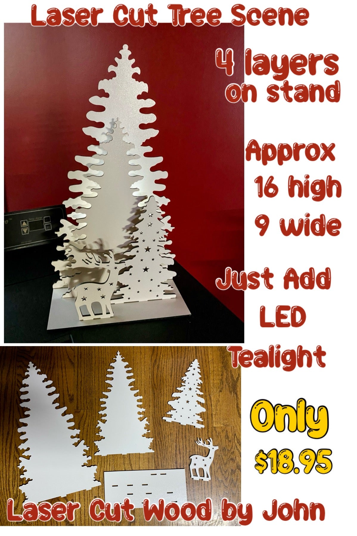 20105 Laser Cut 4 Layer Tree Scene w/Deer HQ-TBM – Purple Octopus Preorders