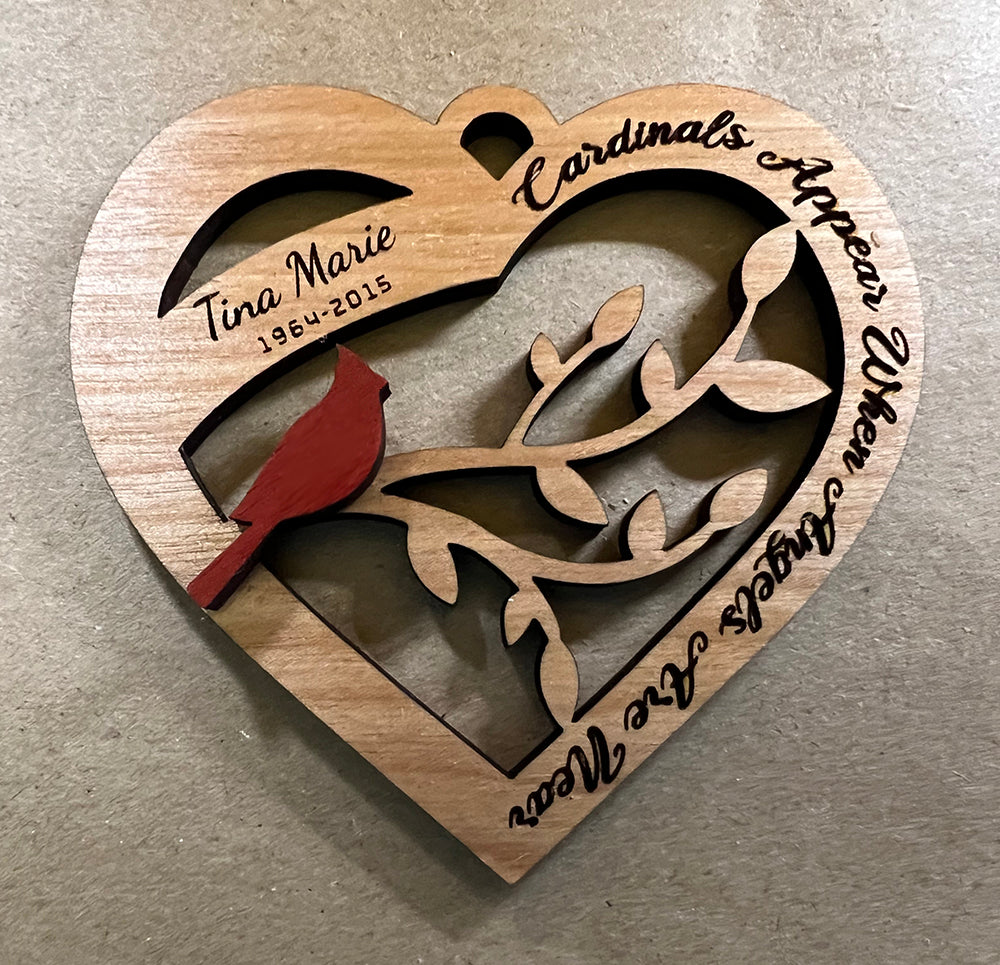 20066 CUSTOM Cardinal Heart Memorial WINDOW HANGER – Purple Octopus ...